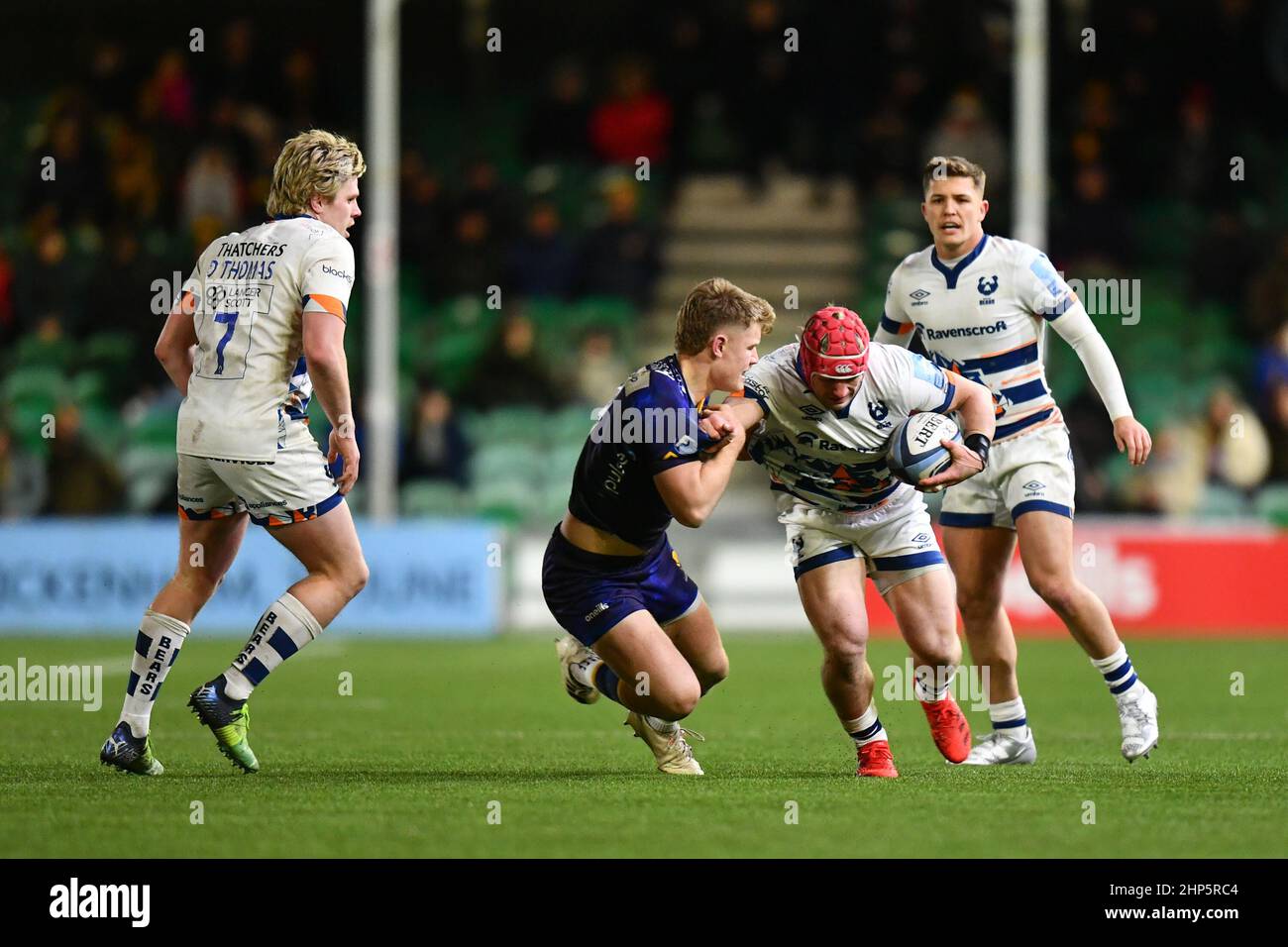 Worcester, UK. 18th Feb, 2022. Harry Thacker of Bristol Bears shows ...