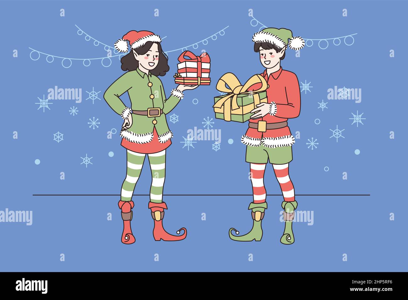 Boy and girl christmas elves hi-res stock photography and images - Alamy