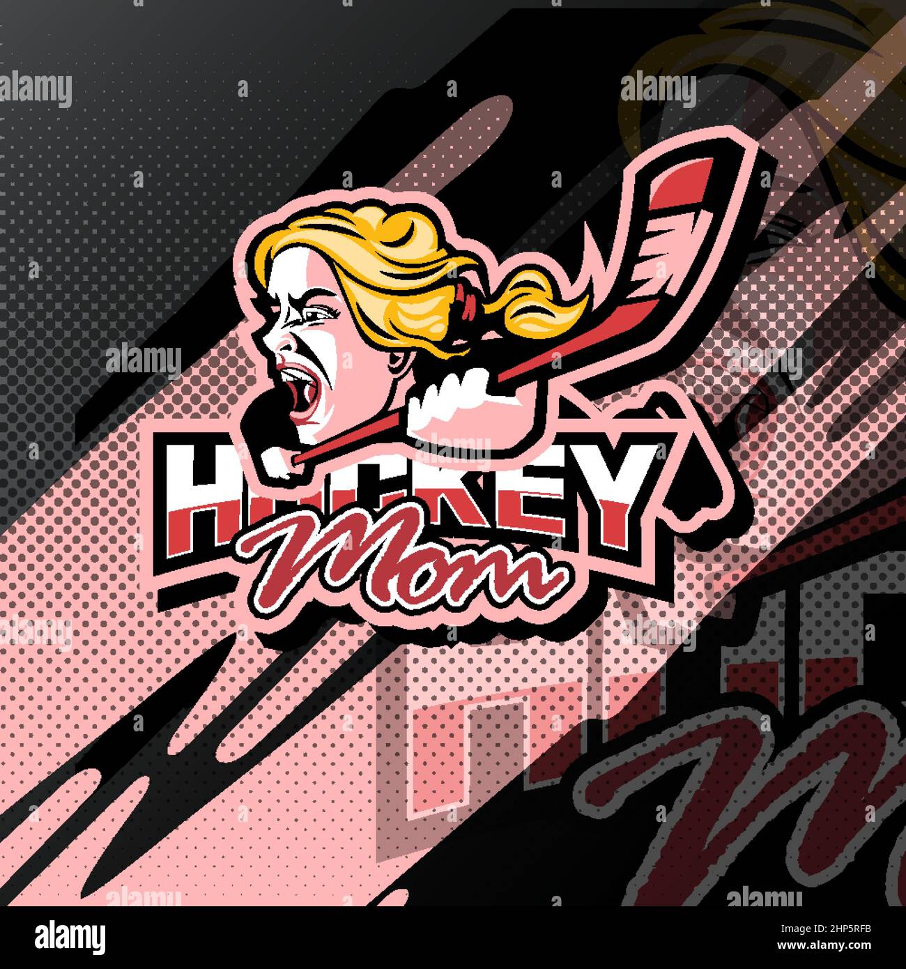 Girl with a hockey stick logo for esport, sport, or game team mascot ...