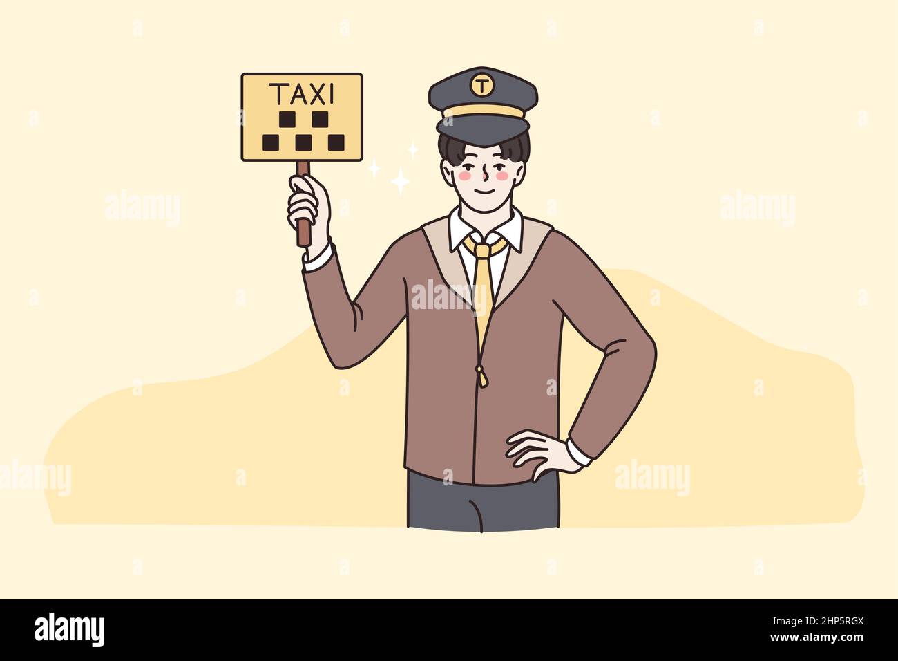Smiling taxi driver show sign plate for cab Stock Vector Image & Art ...