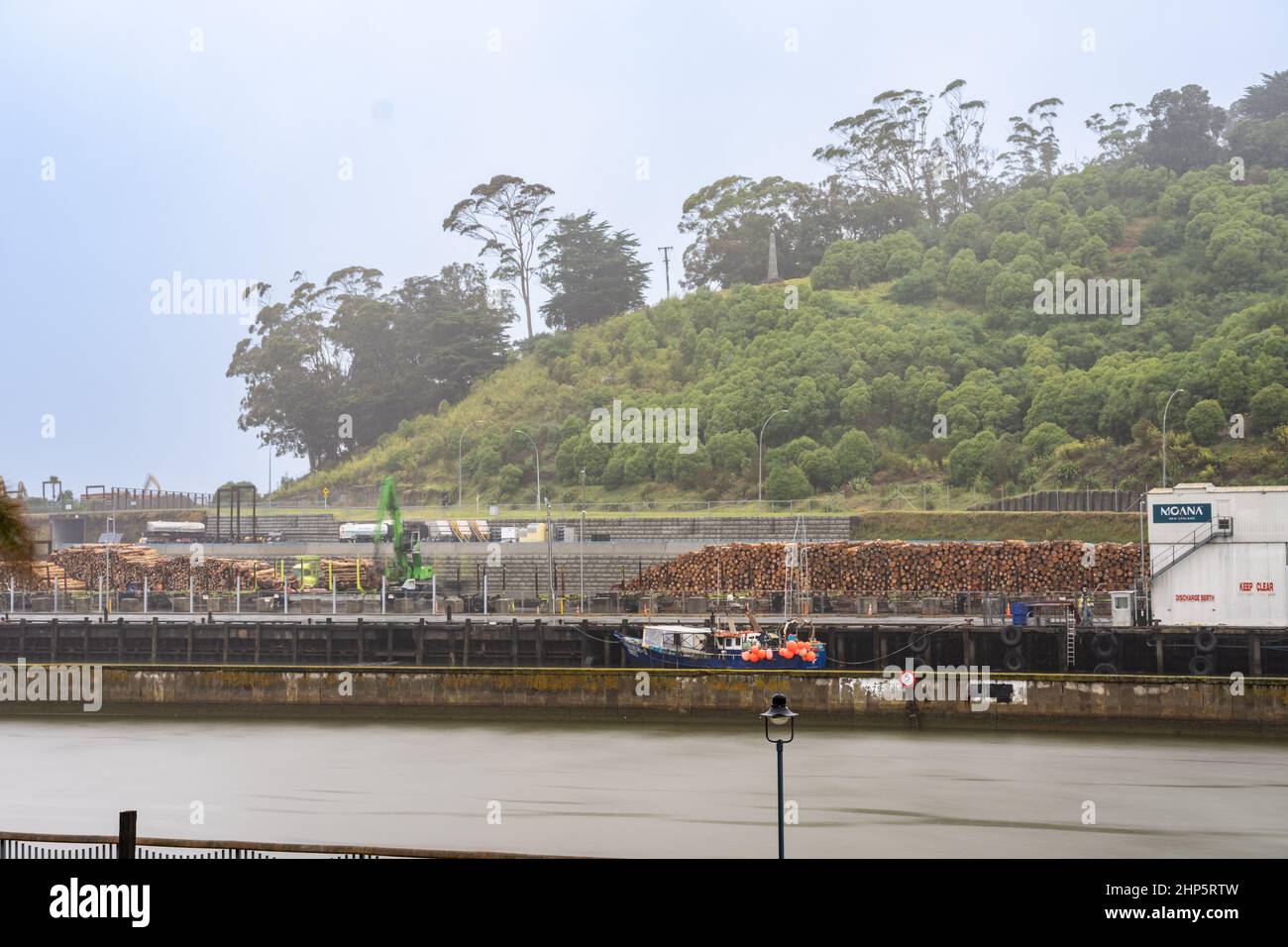 Gisborne New Zealand - February 7 2022; Raining day at working port ...