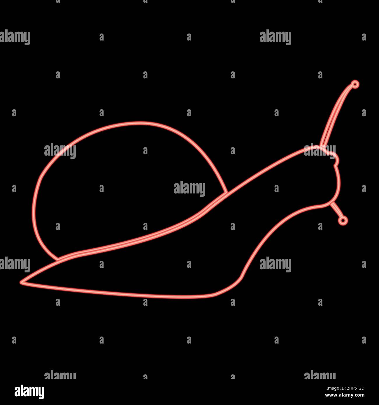 Neon snail silhouette icon black color in circle red color vector ...