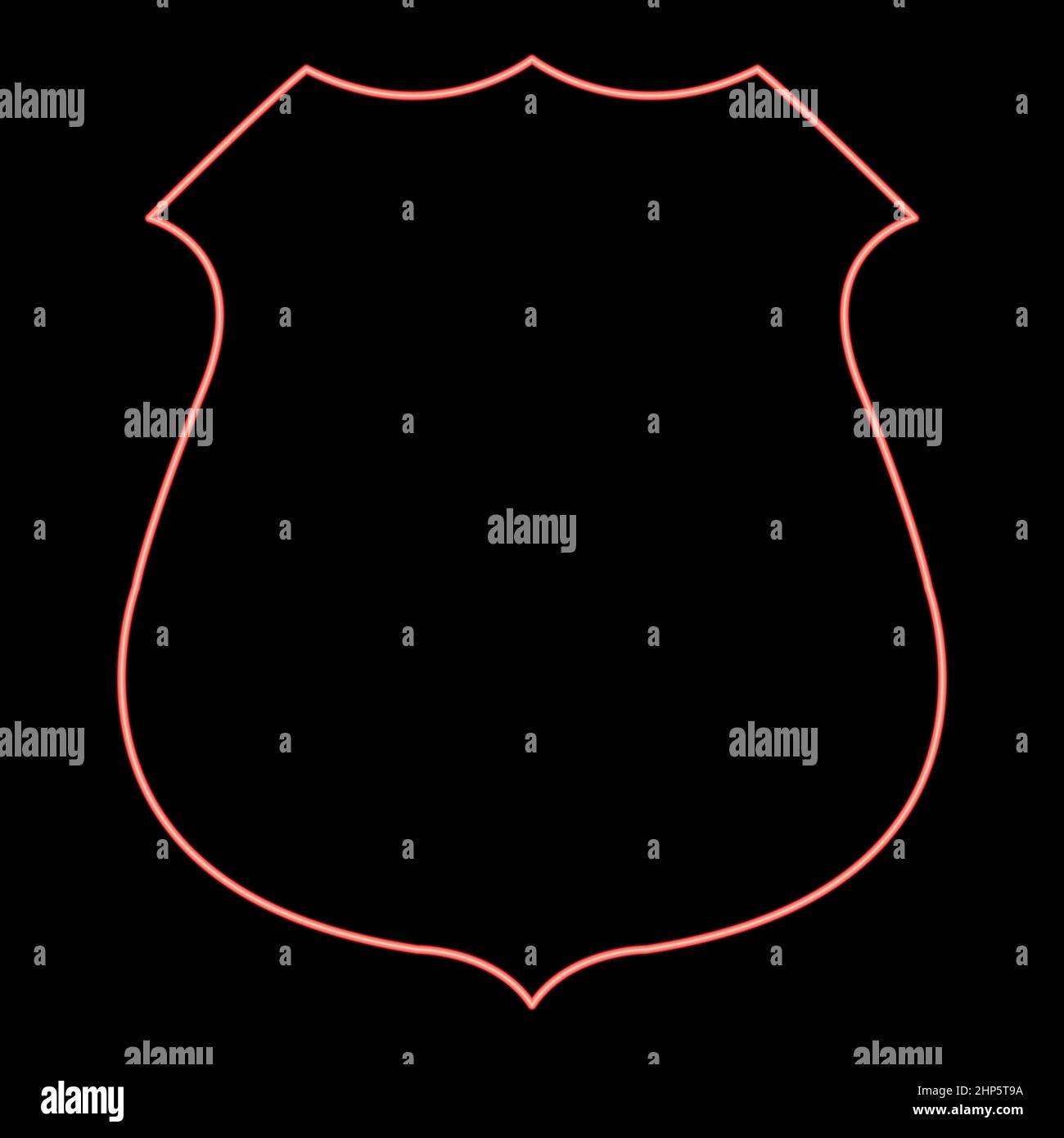 Neon police badge red color vector illustration flat style image Stock ...