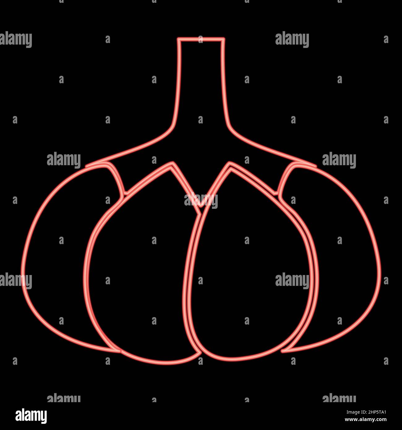 Neon garlic red color vector illustration flat style image Stock Vector ...