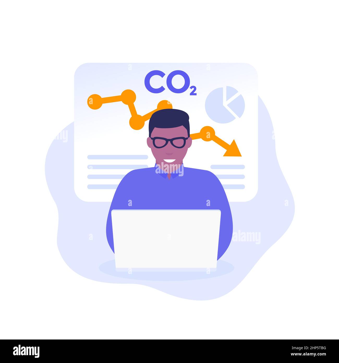 co2 gas, carbon emission reduction, analyzing data Stock Vector Image ...
