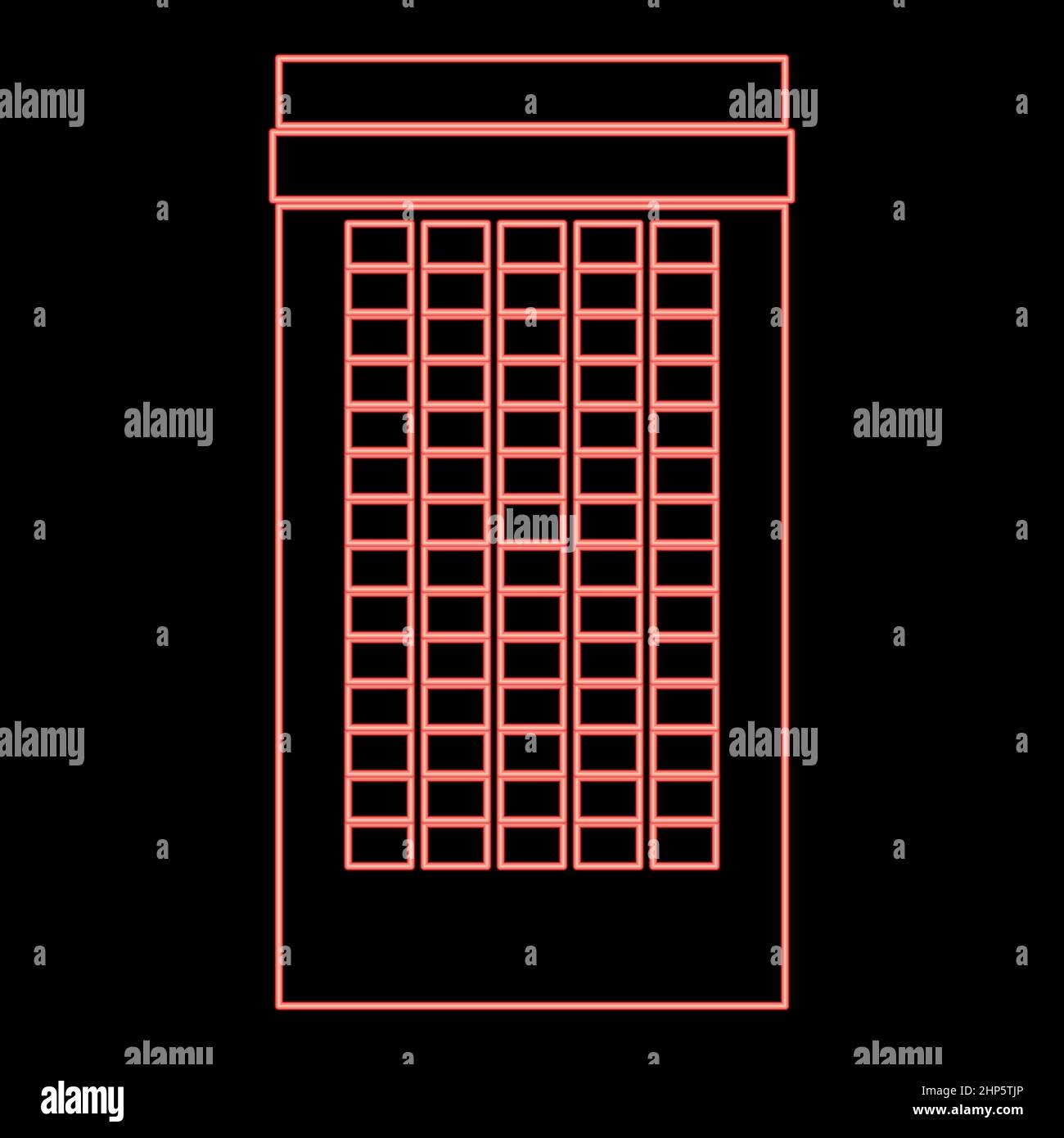 Neon building red color vector illustration flat style image Stock ...