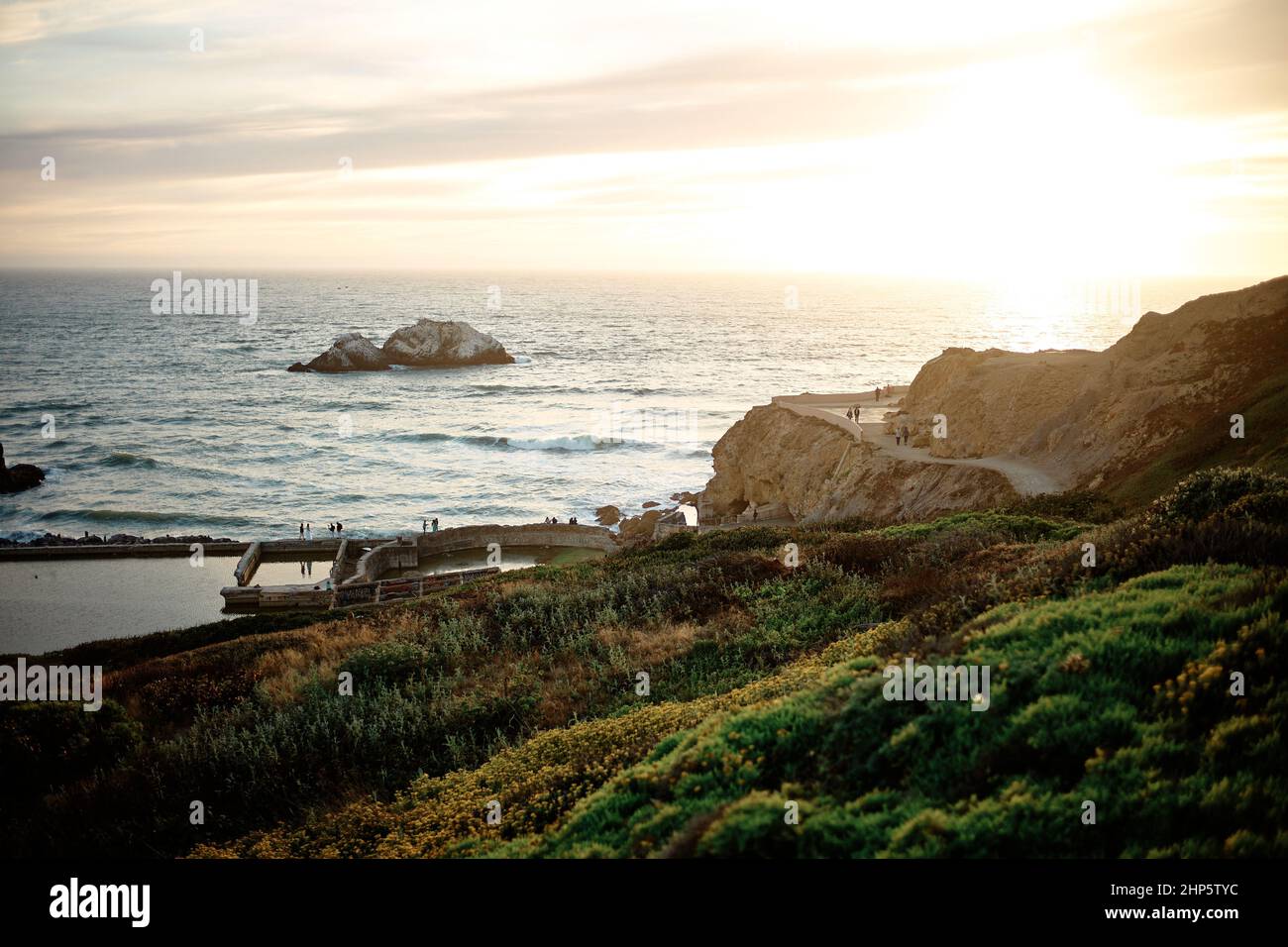 Scenic view of the Sutro Baths swimming pool in western San Francisco ...