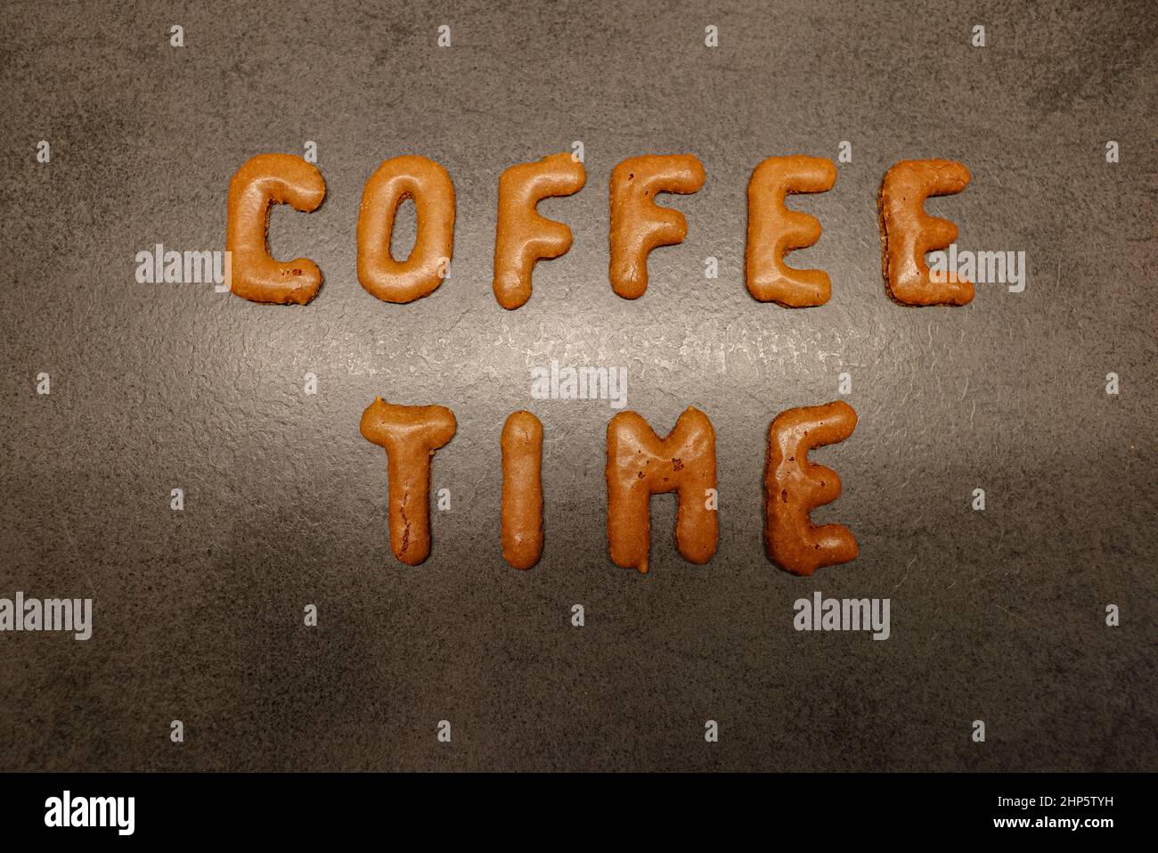 Text "coffee time" on a grey background Stock Photo - Alamy