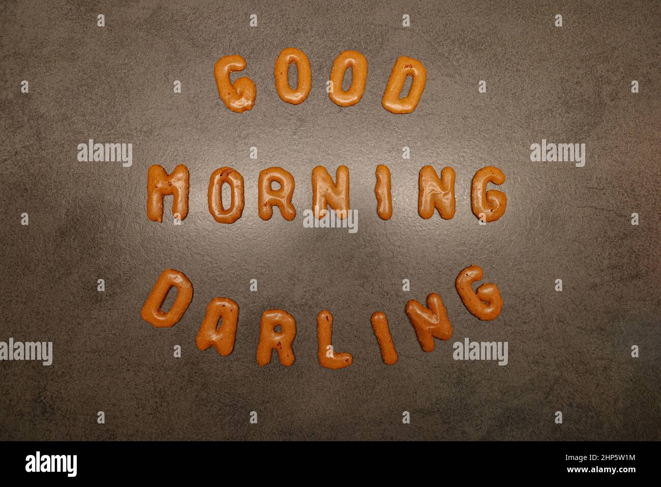 Text "Good morning darling" on a grey background Stock Photo - Alamy