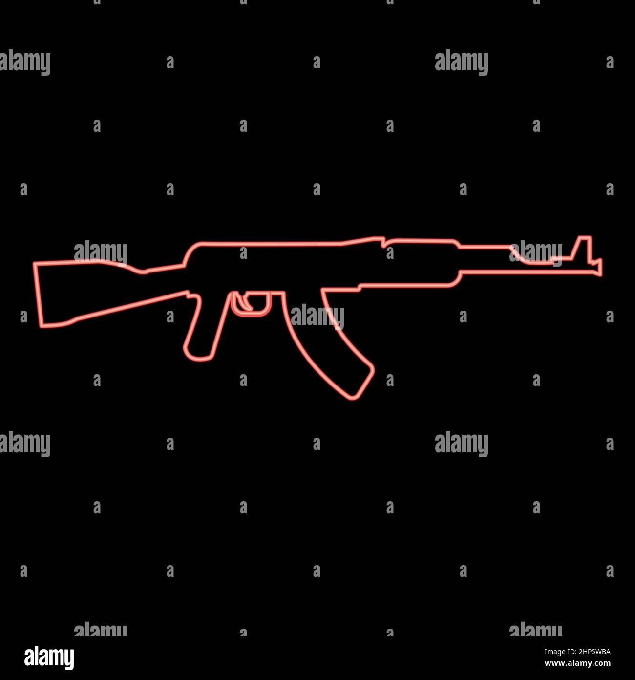 Neon assault rifle red color vector illustration flat style image Stock ...