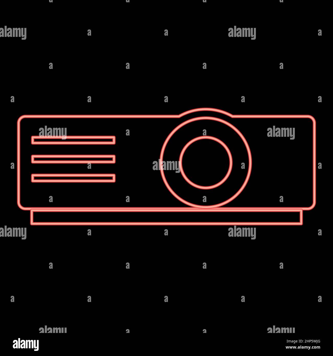 Neon projector icon black color in circle red color vector illustration ...