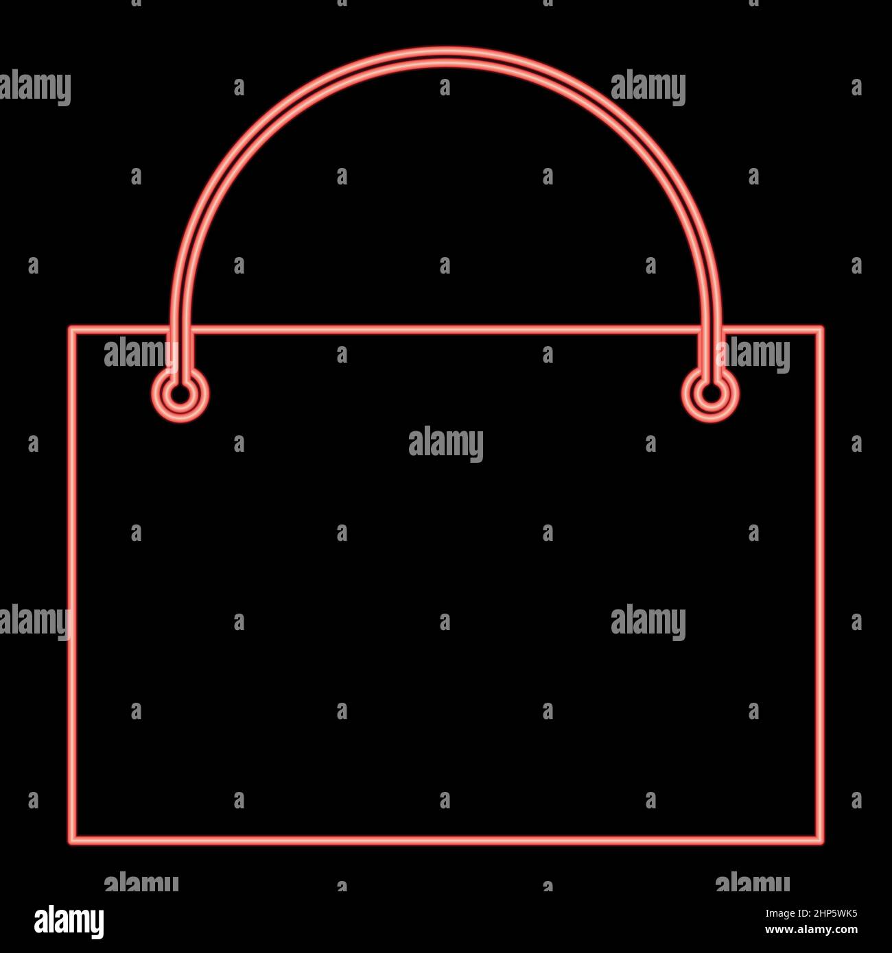 Neon shopping bag icon black color in circle red color vector ...