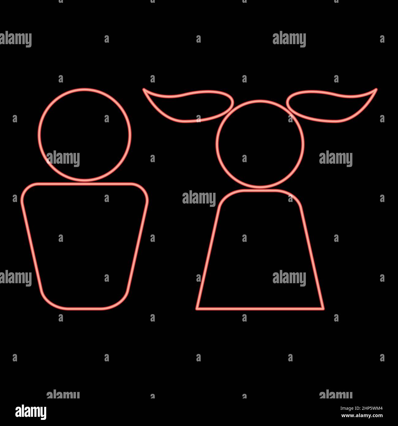 Neon boy and girl red color vector illustration flat style image Stock ...