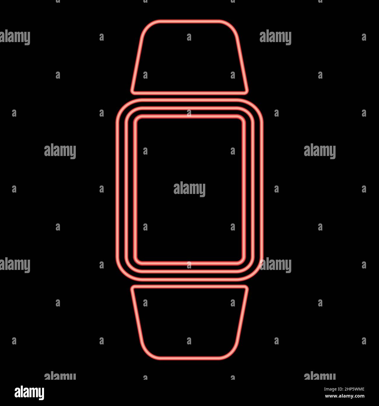 Neon digital hand clock red color vector illustration flat style image ...