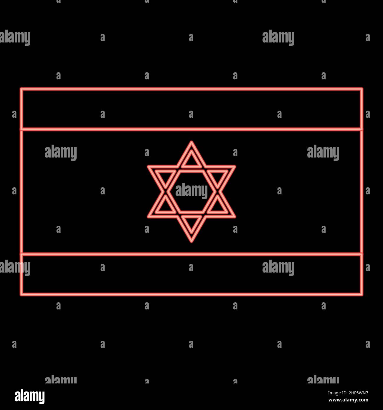 Neon flag of israel icon black color in circle red color vector ...