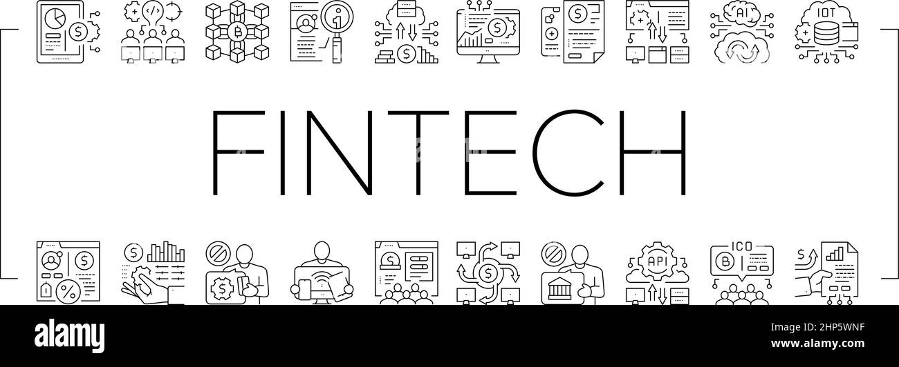 Fintech Financial Technology Icons Set Vector Stock Vector Image & Art ...