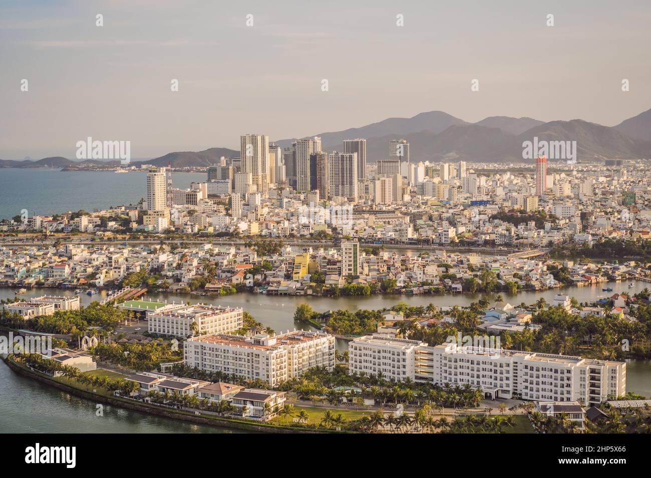 Panorama of the city of Nha Trang, Vietnam. Panoramic daytime view of ...