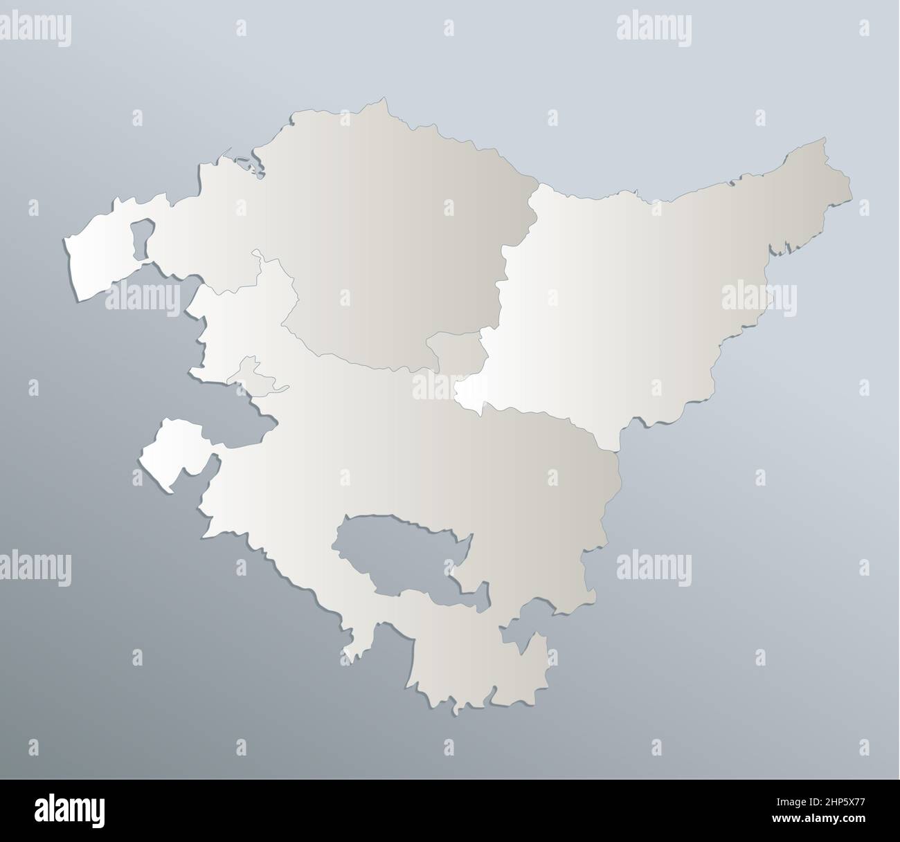 Basque Country map, administrative division, blue white card paper 3D ...