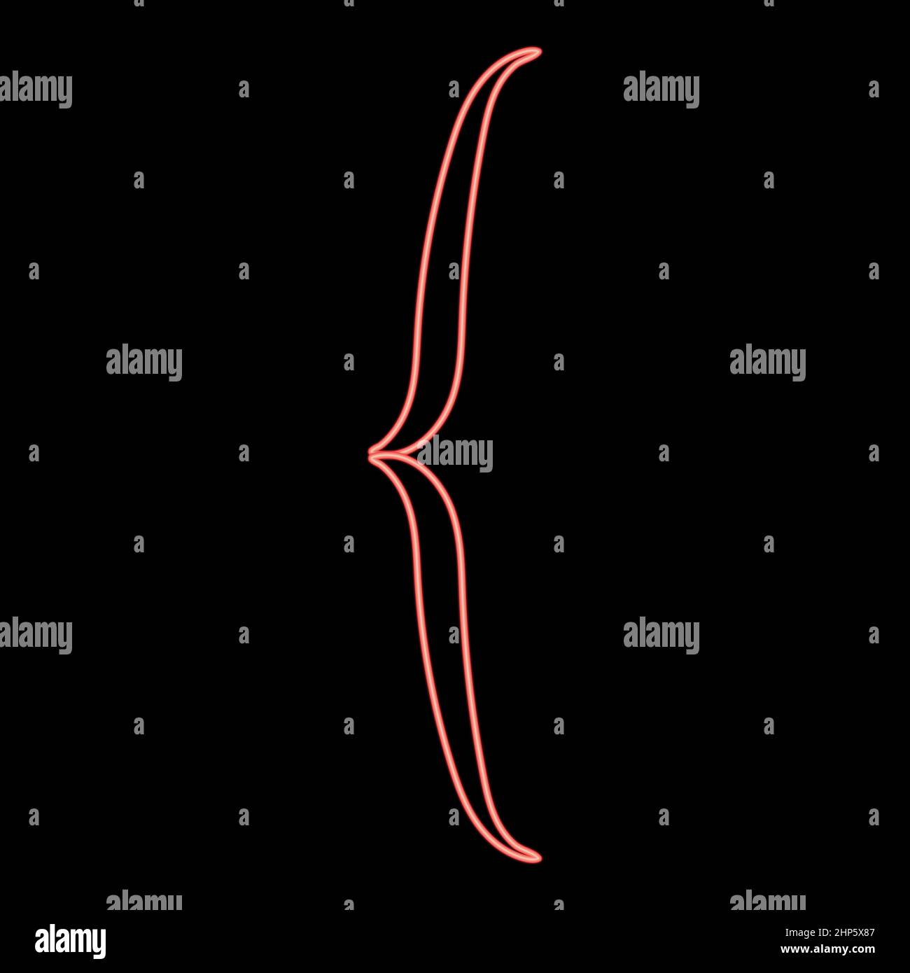 Neon bracket red color vector illustration flat style image Stock ...