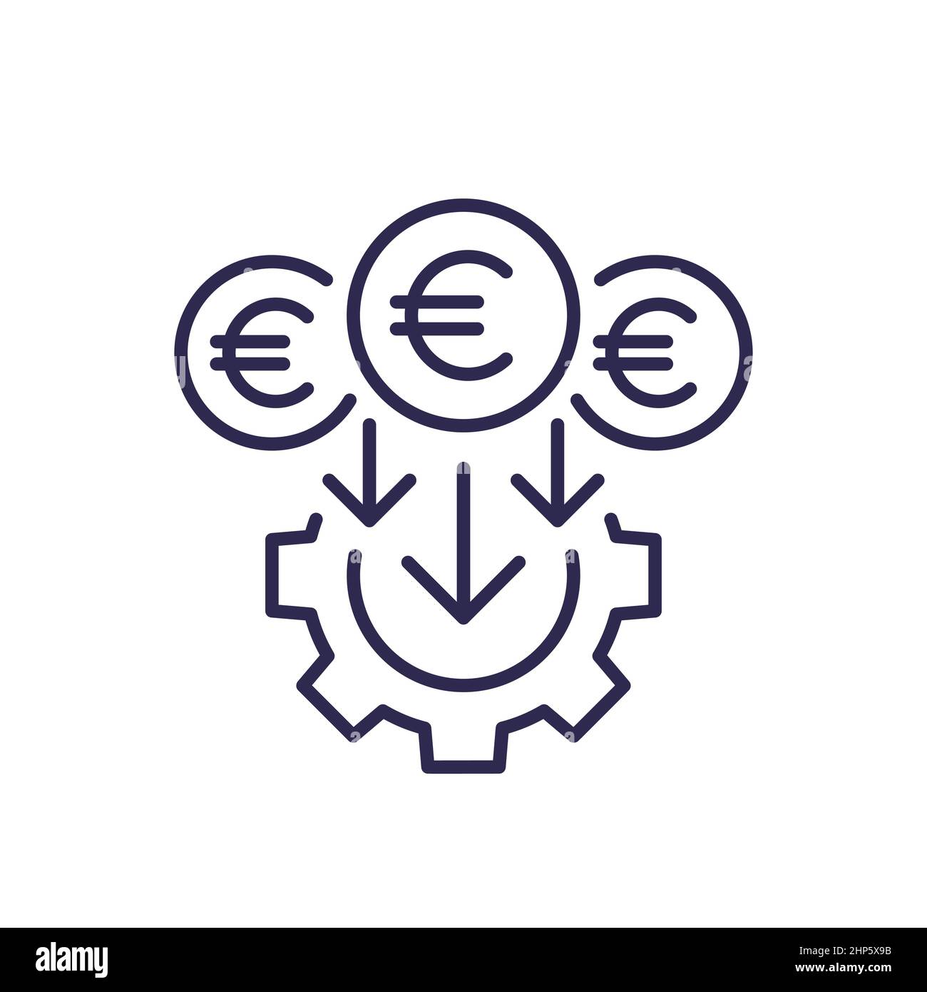 cost reduction, reducing line icon with euro Stock Vector Image & Art ...