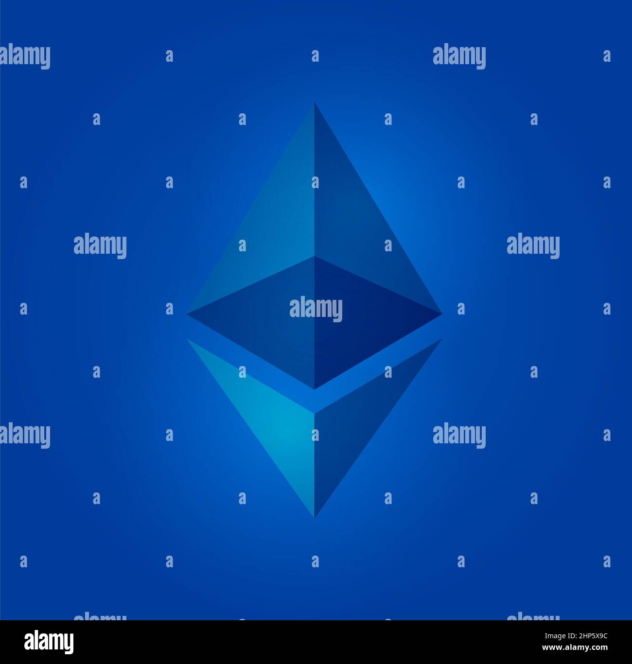 Ethereum symbol, blue background raster Stock Photo - Alamy