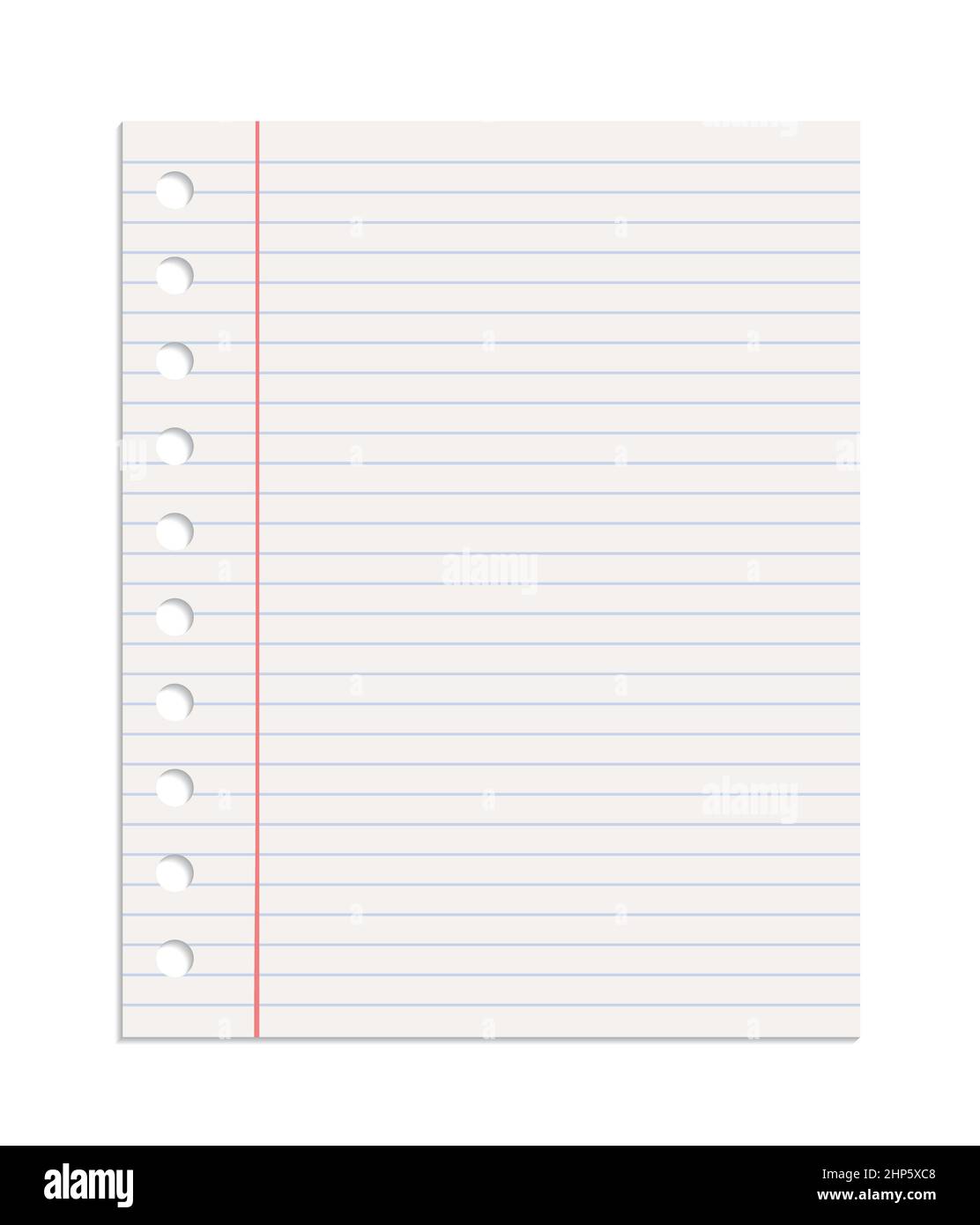 Realistic sheet of lined paper from a notebook, blank paper ripped from ...