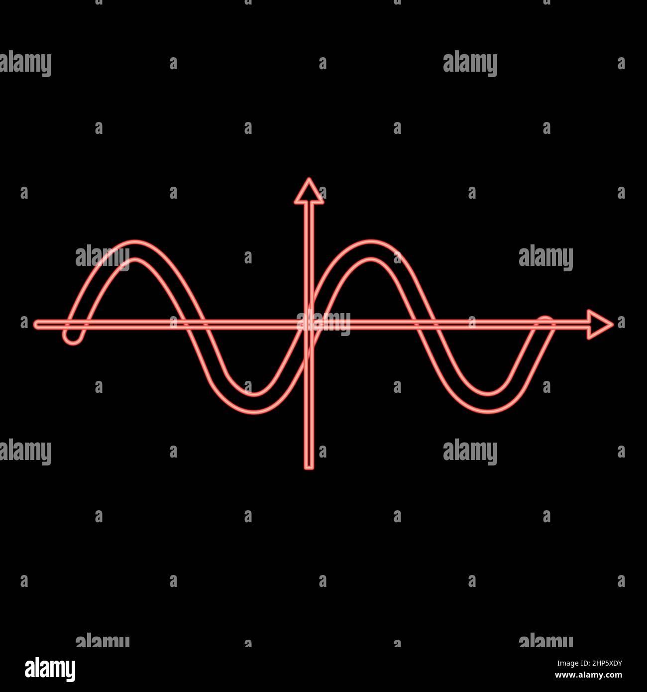Neon sinewave red color vector illustration flat style image Stock ...