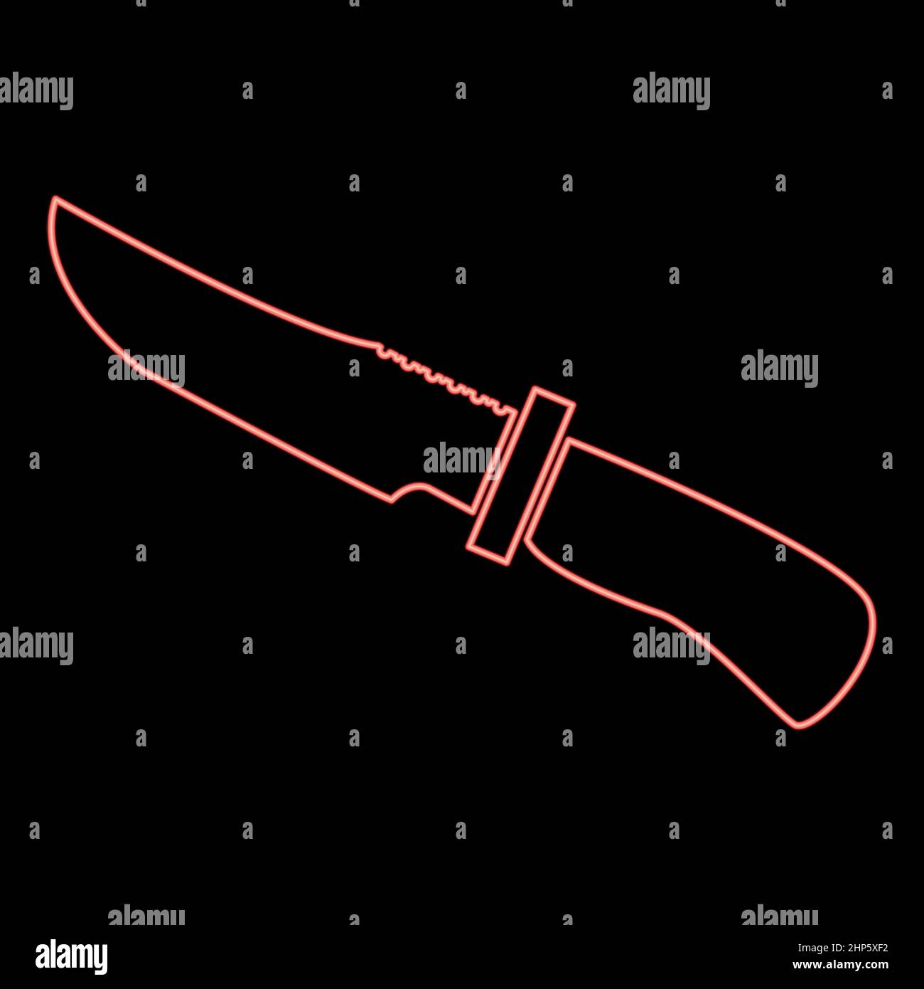 Neon knife of hunter red color vector illustration flat style image ...