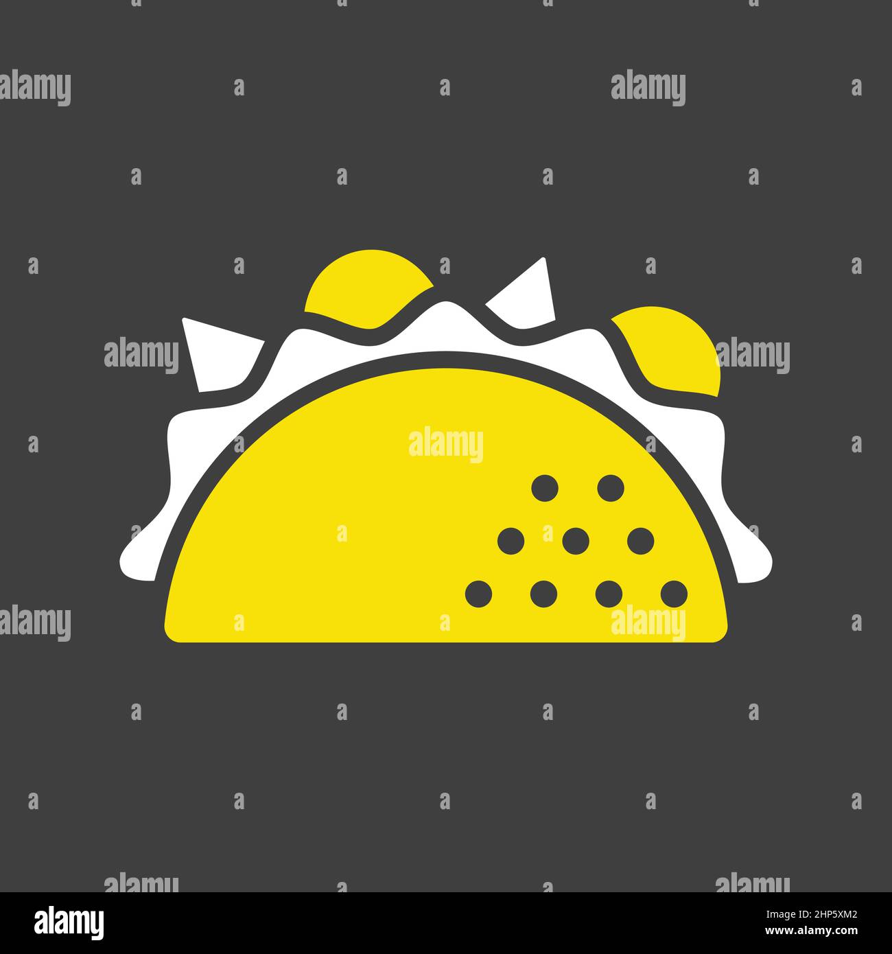 Taco vector icon on dark background. Fast food sign Stock Vector Image ...
