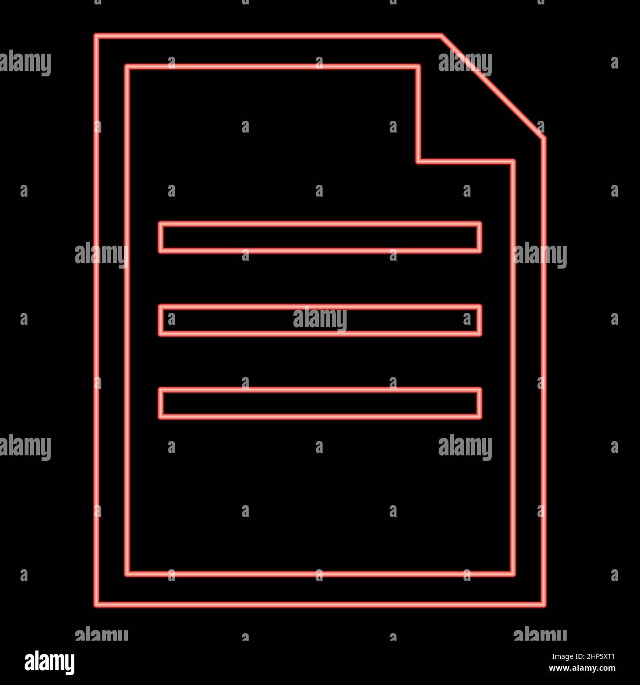 Neon document icon black color in circle red color vector illustration ...