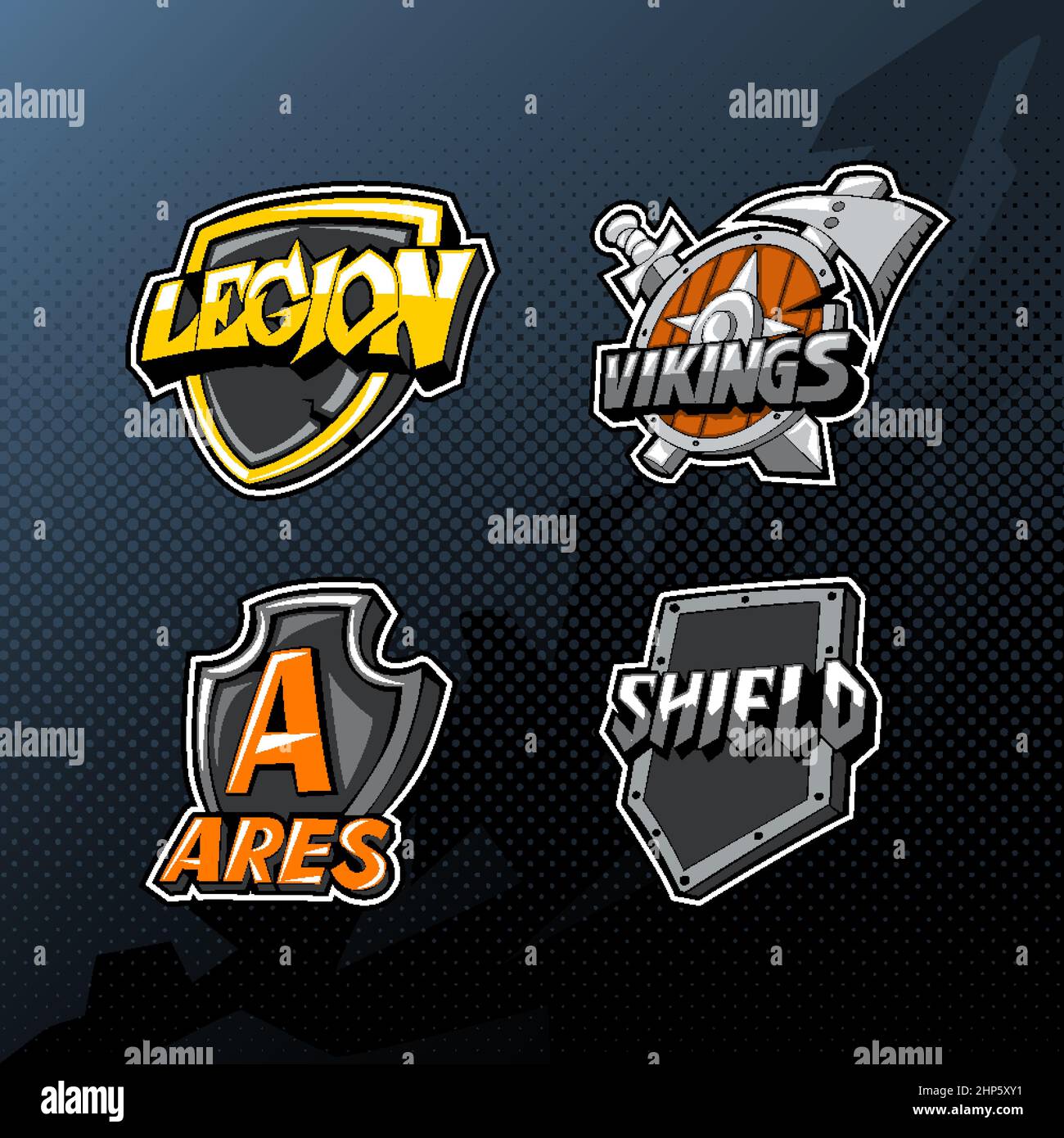 Shield set logo for esport, sport, or game team mascot Stock Vector ...