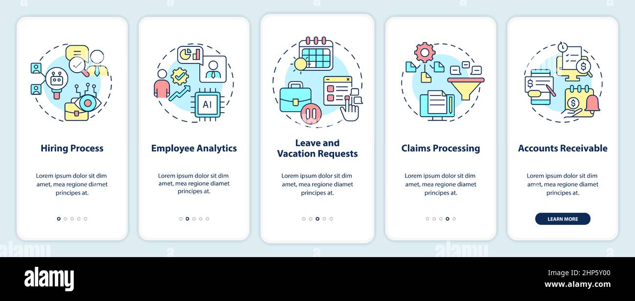 Examples of automation in business onboarding mobile app screen Stock ...