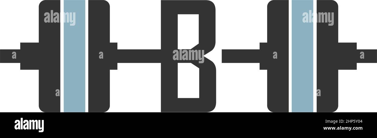 Letter B with barbell icon fitness design template Stock Vector Image ...
