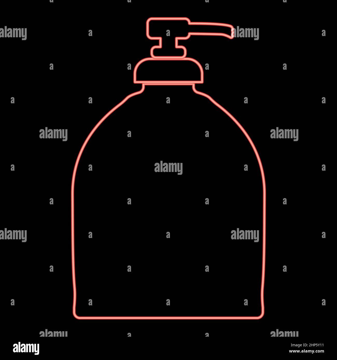 Neon bottle of liquid soap icon black color in circle red color vector ...