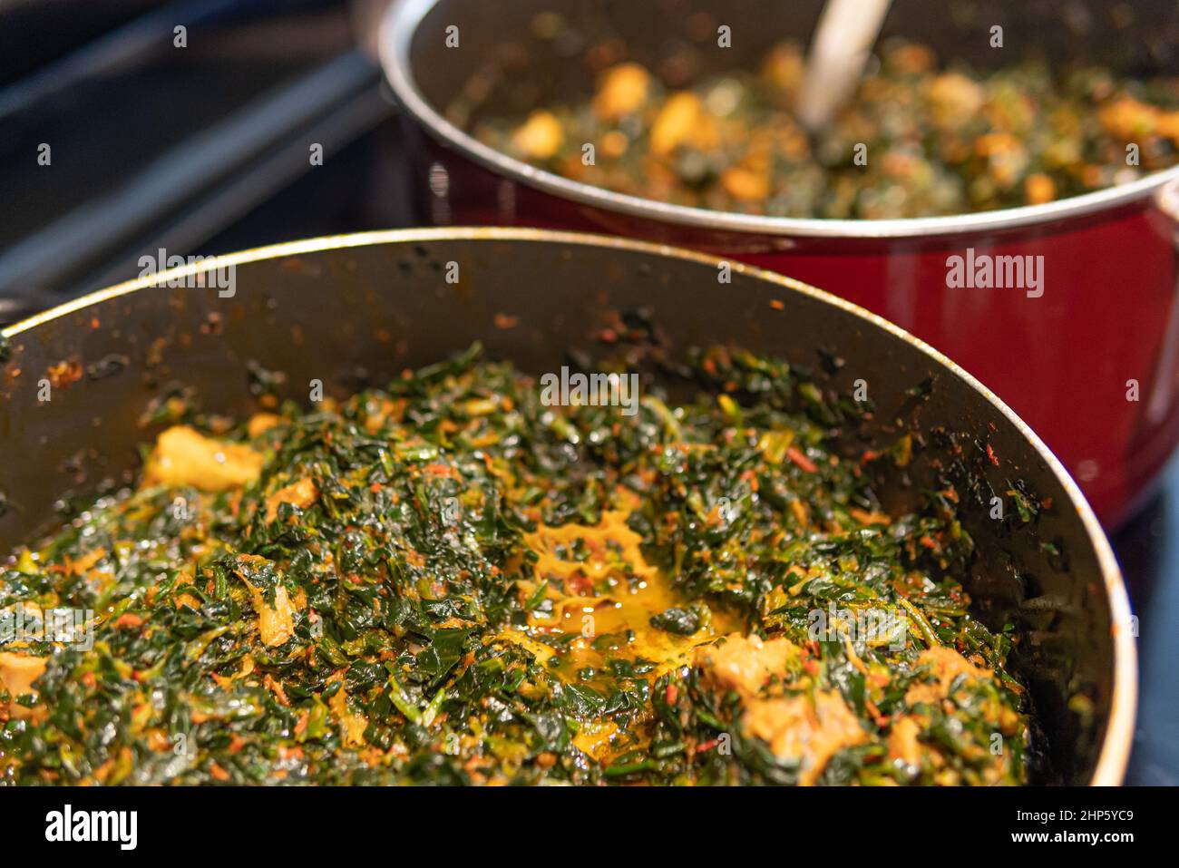 Pot of freshly cooked nigerian vegetable soup ready to serve Stock ...