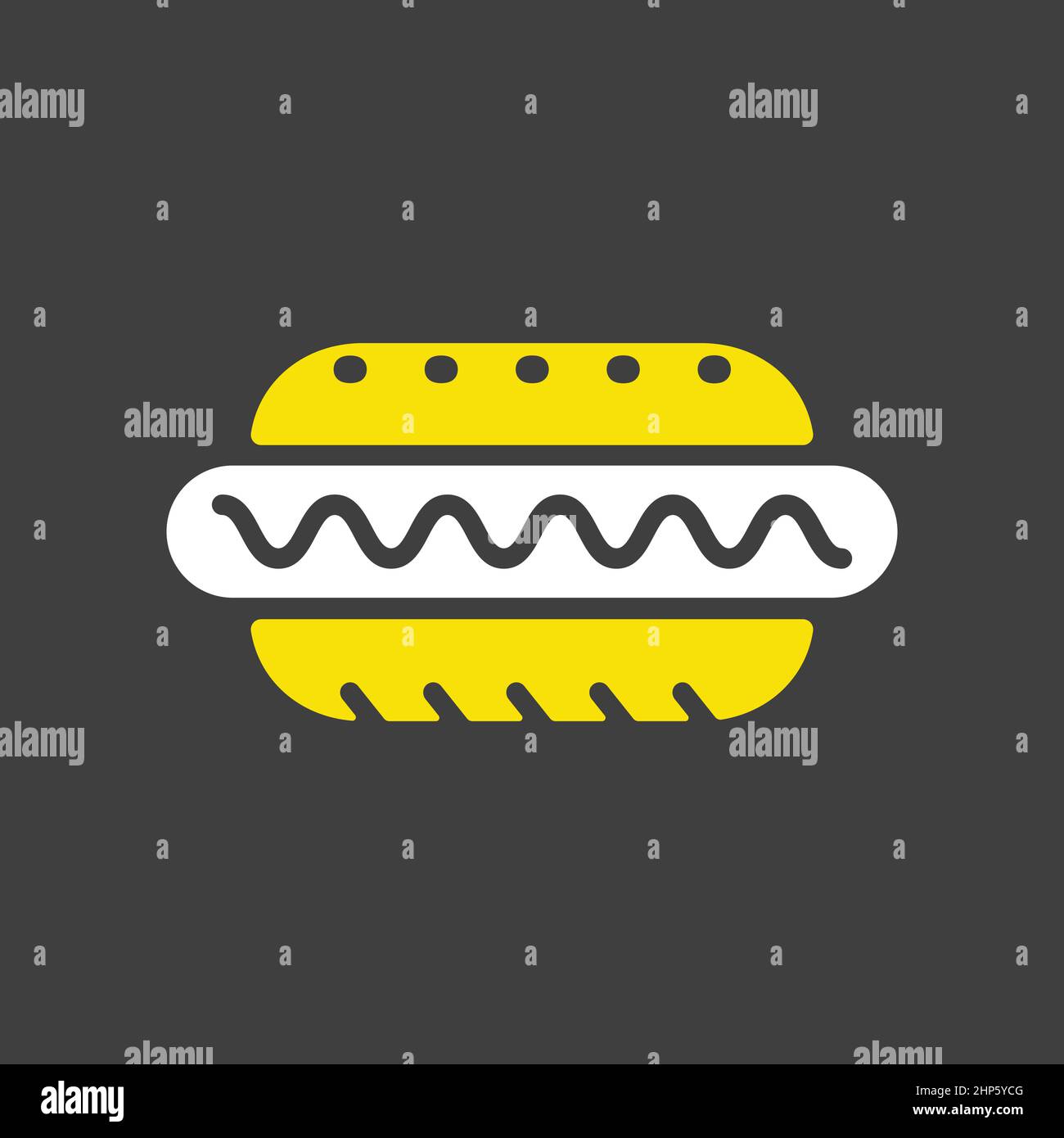 Hot dog vector icon on dark background. Fast food sign Stock Vector ...