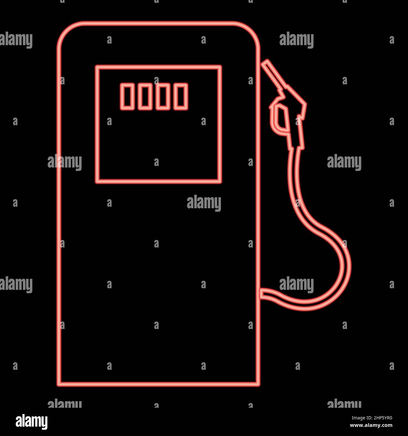 Neon gas station red color vector illustration flat style image Stock ...