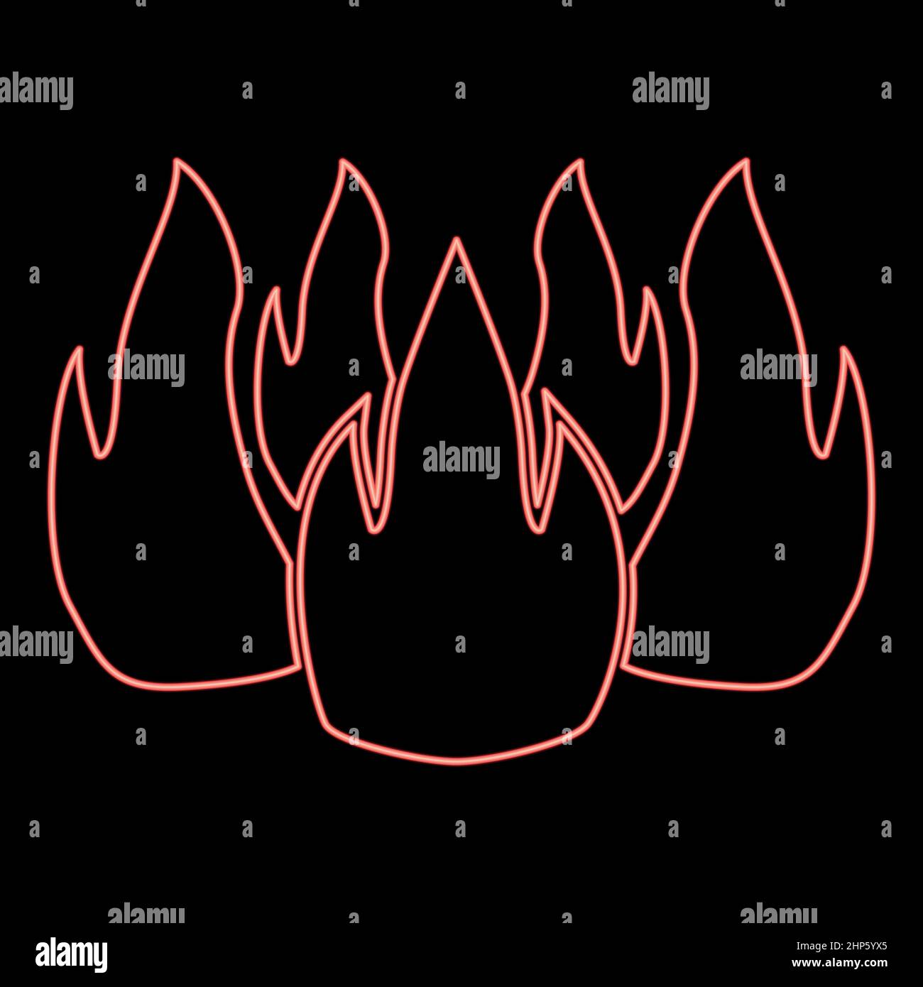 Neon fire red color vector illustration flat style image Stock Vector ...