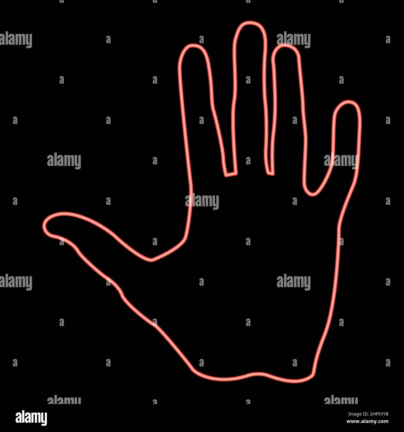 Neon human hand red color vector illustration flat style image Stock ...