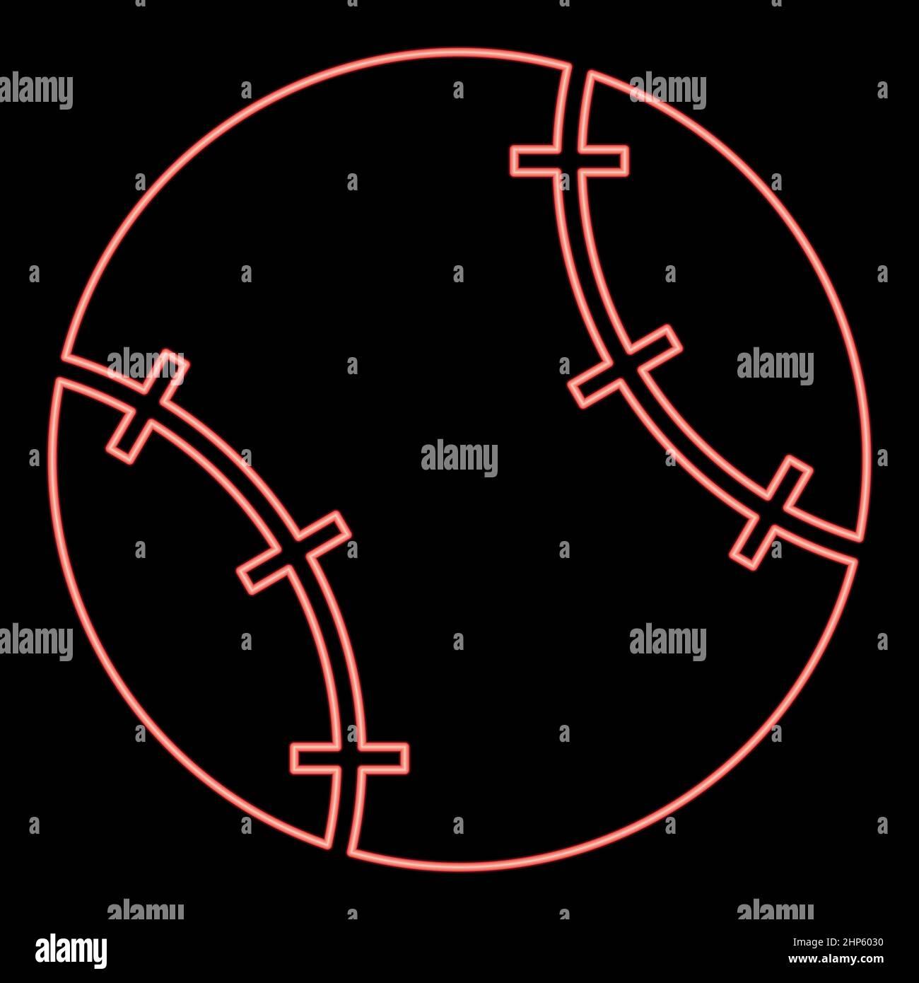 Neon baseball ball red color vector illustration flat style image Stock ...