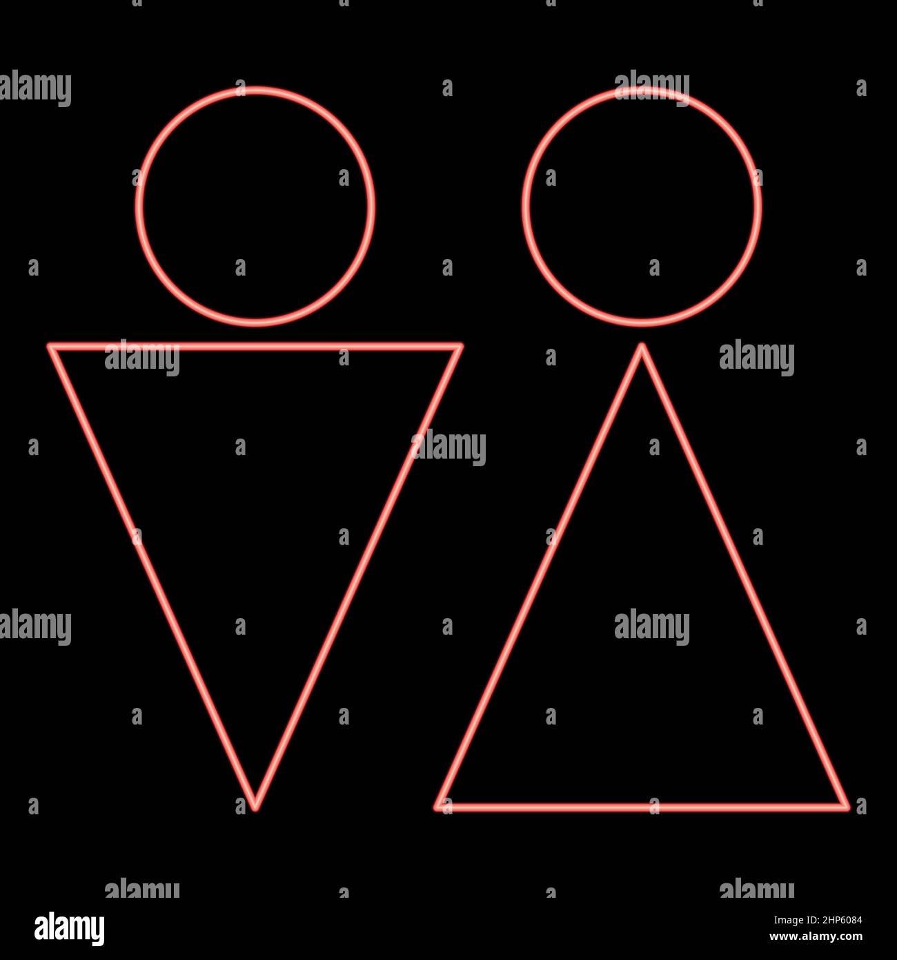 Neon man and woman red color vector illustration flat style image Stock ...