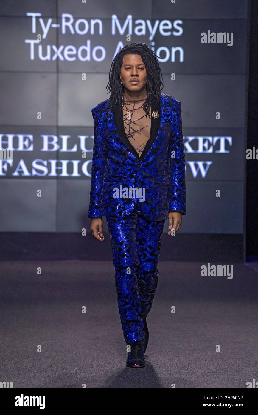 New York, United States. 17th Feb, 2022. Ty-Ron Mayes walks the runway ...