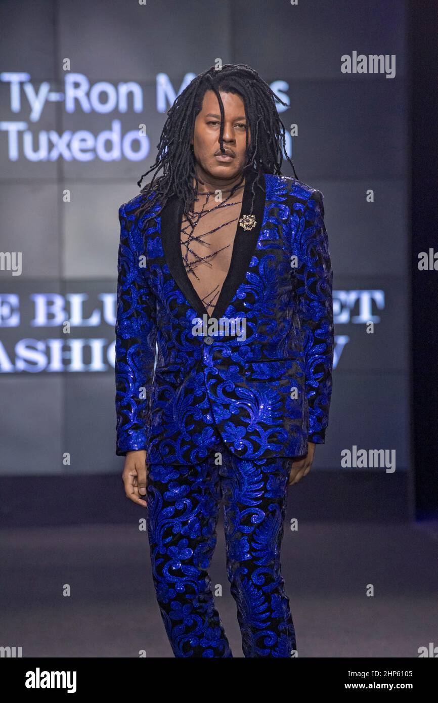 New York, United States. 17th Feb, 2022. Ty-Ron Mayes walks the runway ...