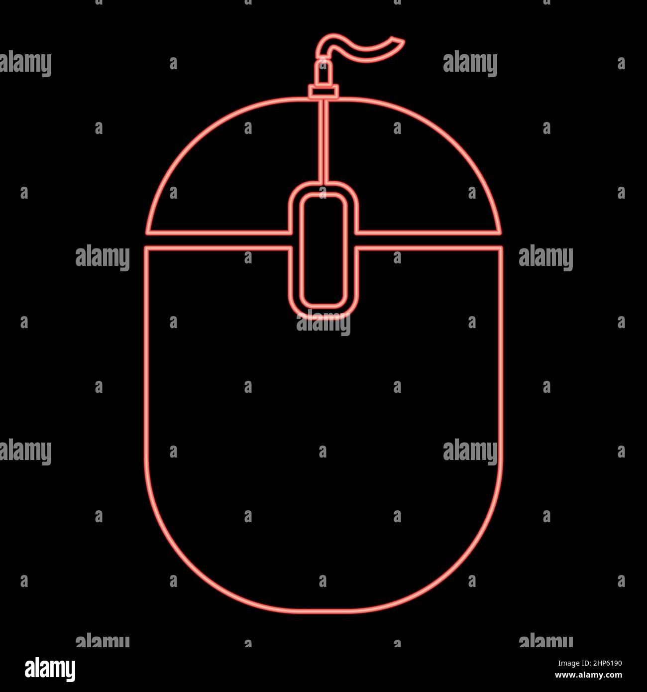 Neon pc mouse red color vector illustration flat style image Stock ...