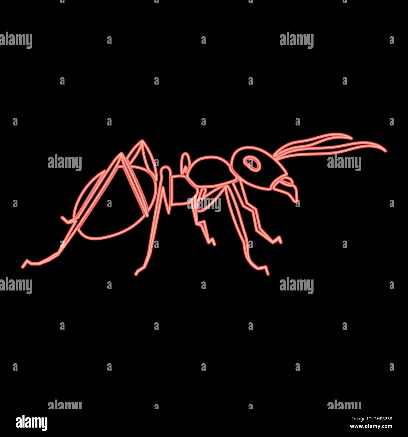 Neon ant red color vector illustration flat style image Stock Vector ...