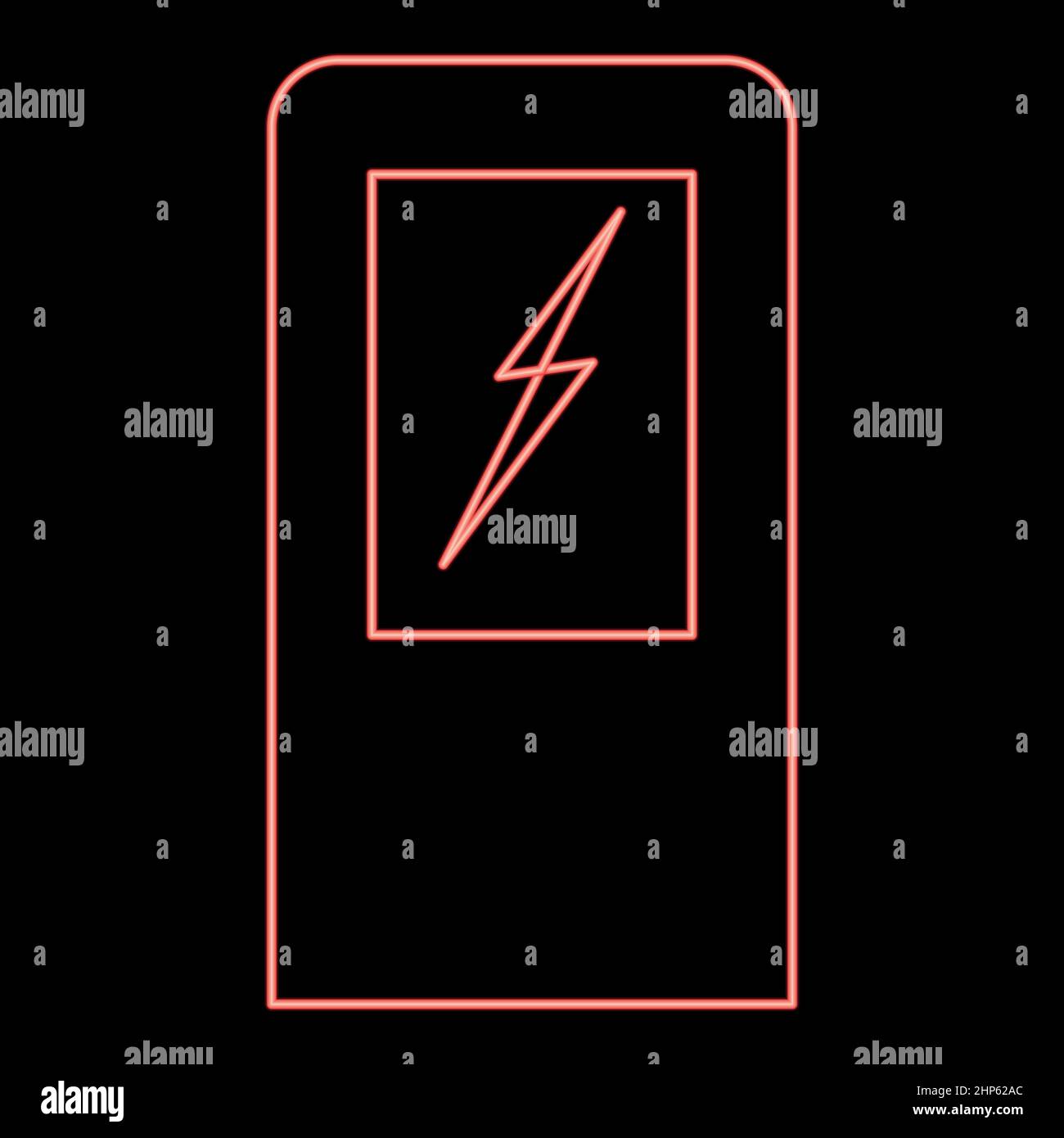 Neon electric car charging station red color vector illustration flat ...