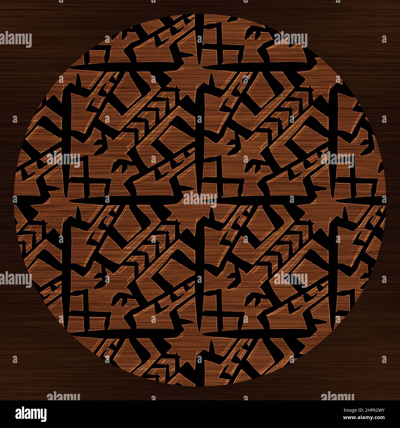 Brown wood effect decorative inlay texture. Seamless engraved oriental ...