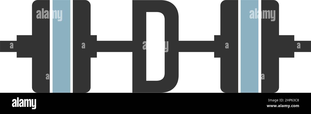 Letter D with barbell icon fitness design template Stock Vector Image ...