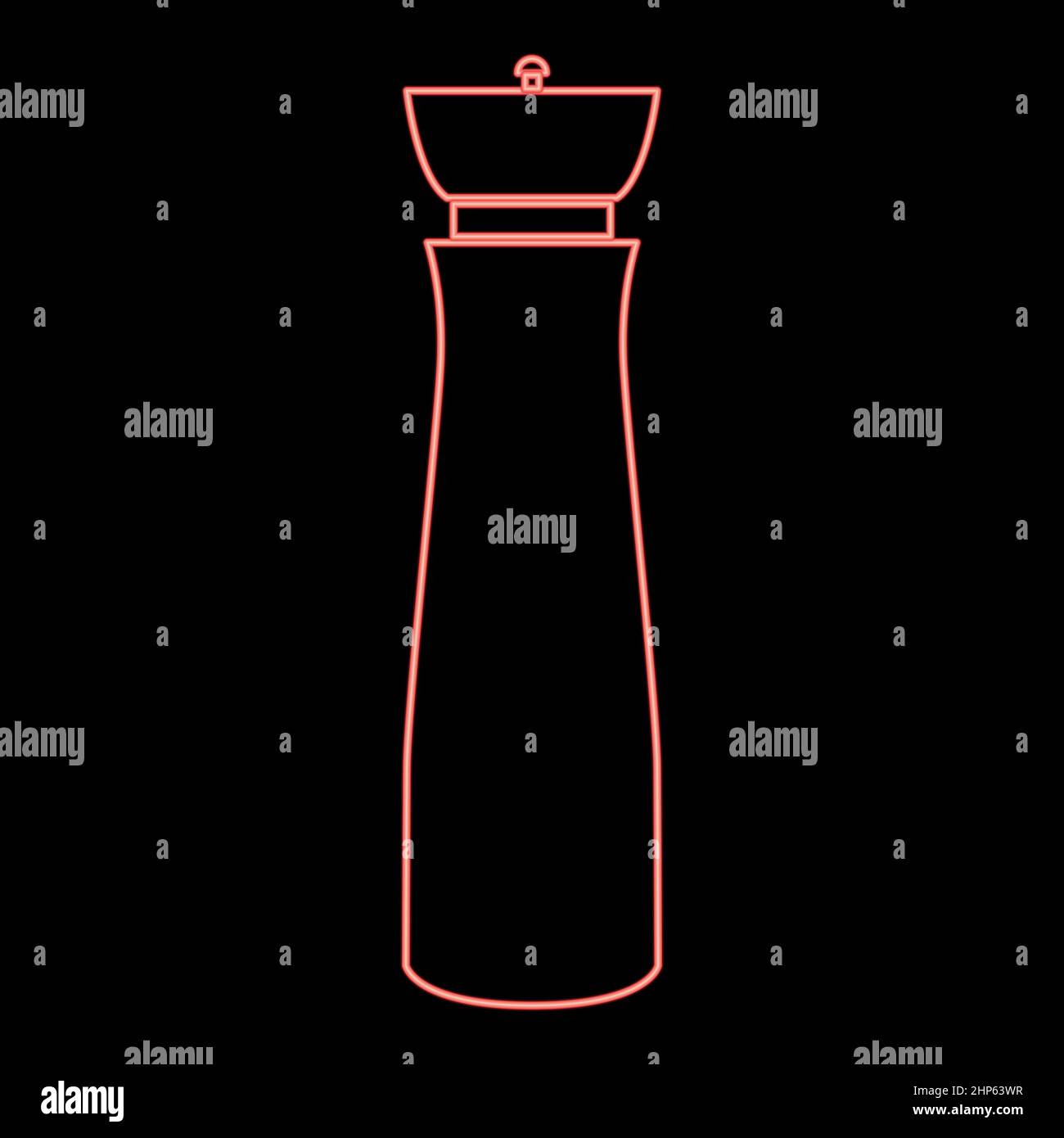 Neon salt and pepper mill red color vector illustration flat style ...