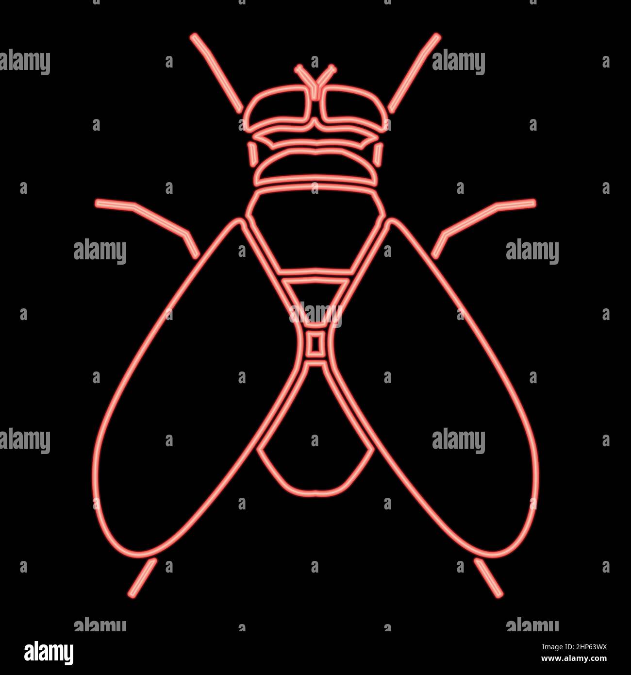 Neon fly red color vector illustration flat style image Stock Vector ...